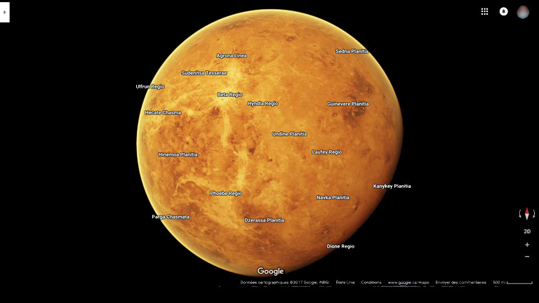 Visite libre du système solaire avec Google Maps