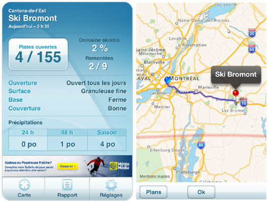 SkiQc: une app avec les conditions de neige des stations de ski du Québec