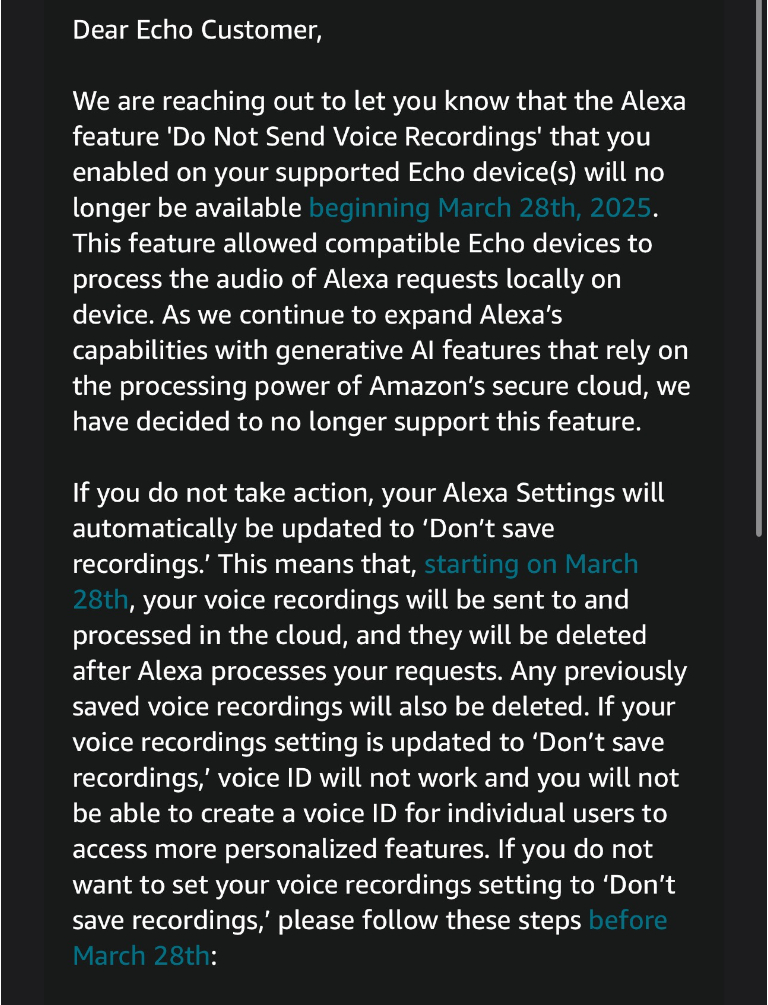 Nos assistants Echo vont envoyer tous les enregistrements audio à Amazon