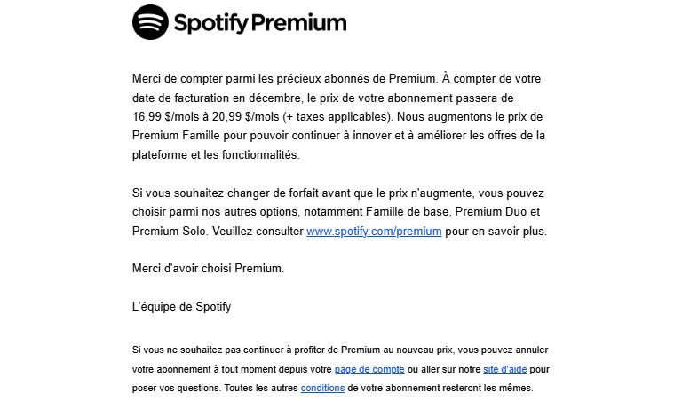 Spotify augmente considérablement ses prix au Canada
